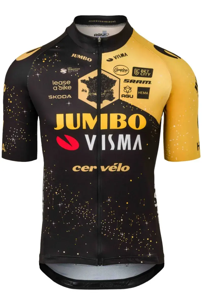 AGU Jumbo-Visma Replica TDF Fietsshirt Korte Mouwen Geel/Zwart Heren
