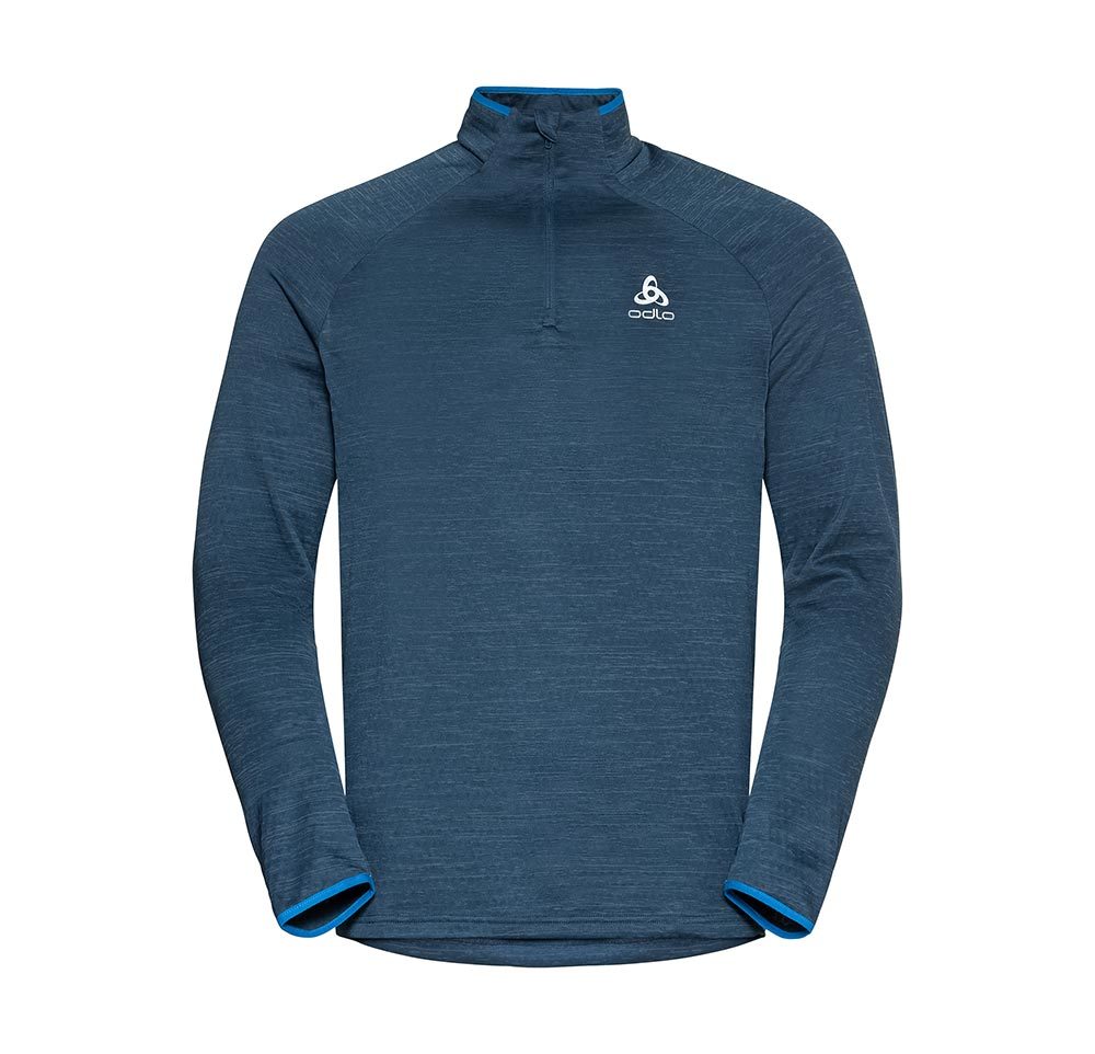 Odlo Run Easy Warm Midlayer 1/2 Zip Hardloopshirt Lange Mouwen blauw